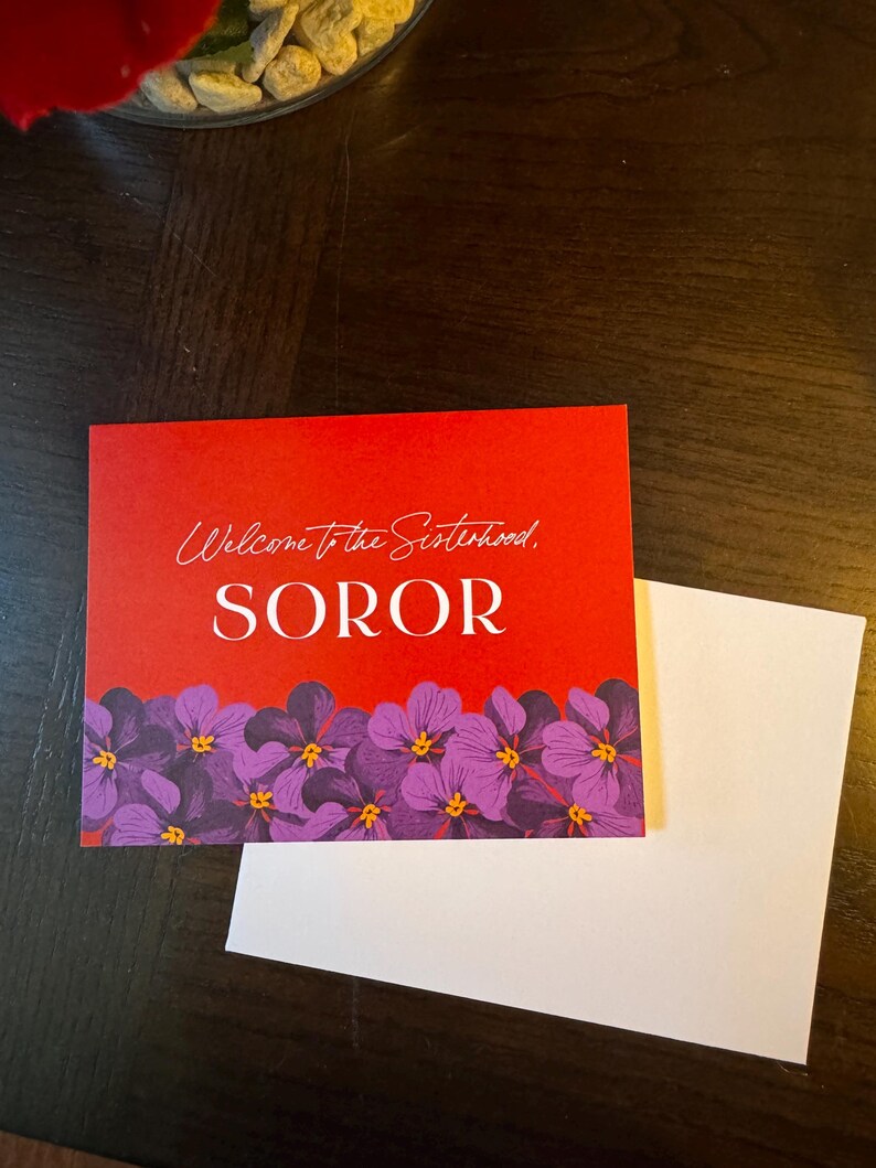 DST Welcome to the Sisterhood - Red Stationery Pack of 8, New Soror ...
