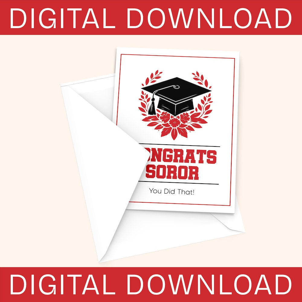 Delta Sorority Graduation Card 2024 Digital Download Red and White ...