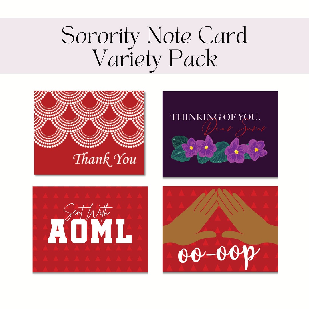 DST Sorority Note Card Variety Pack Assorted Delta Stationery Thank You ...