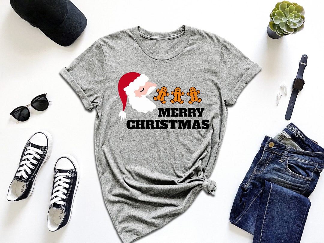 Merry Christmas Pac Man Shirt, Santa Pacman Shirt, Gingerbread ...
