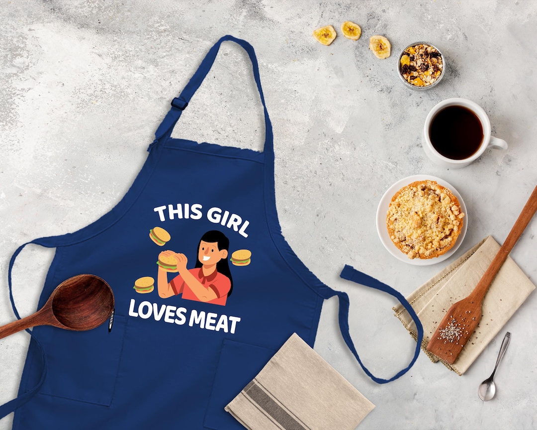 This Girl Loves Meat Apron, Funny Apron, Cooking Apron, Meat Apron ...
