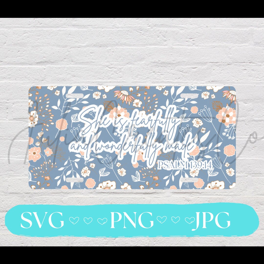 Floral Bible Verse Decorative License Plate PNG SVG JPG - Etsy