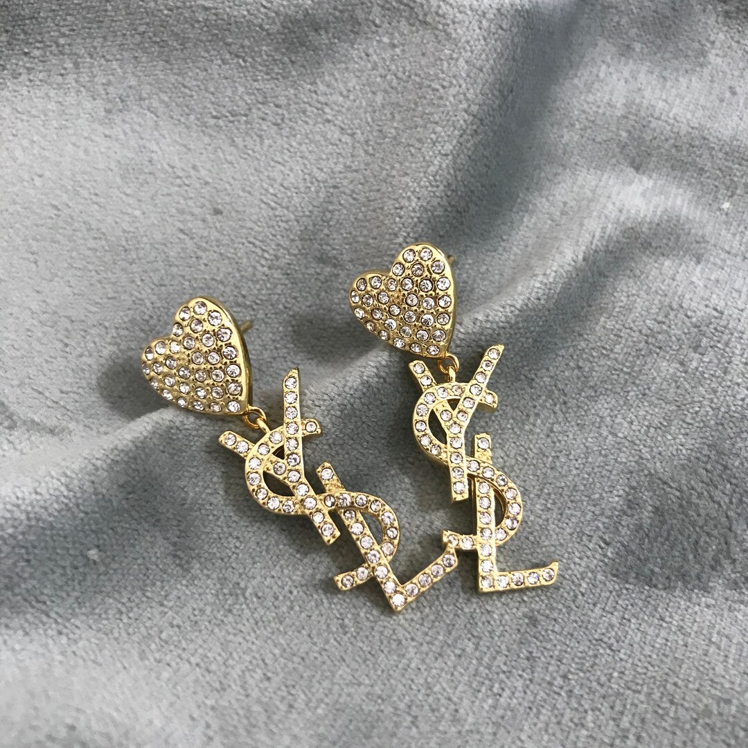 Vintage Yves Saint Laurent YSL Heart Luxury Stud Earrings - Etsy