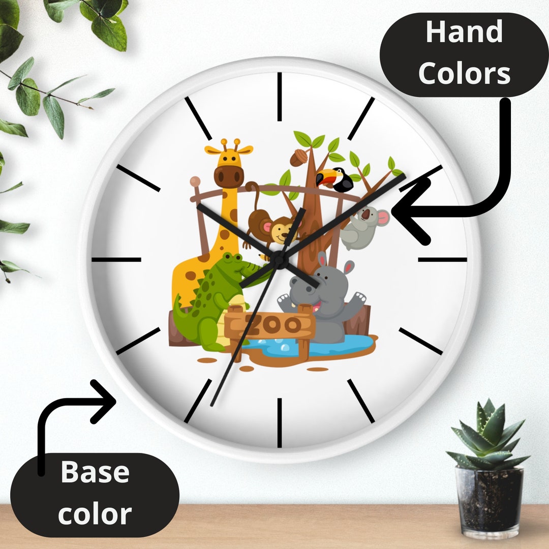 Animal Wall Clock, Baby Room Wall Clock, Baby Room Theme, First Time ...