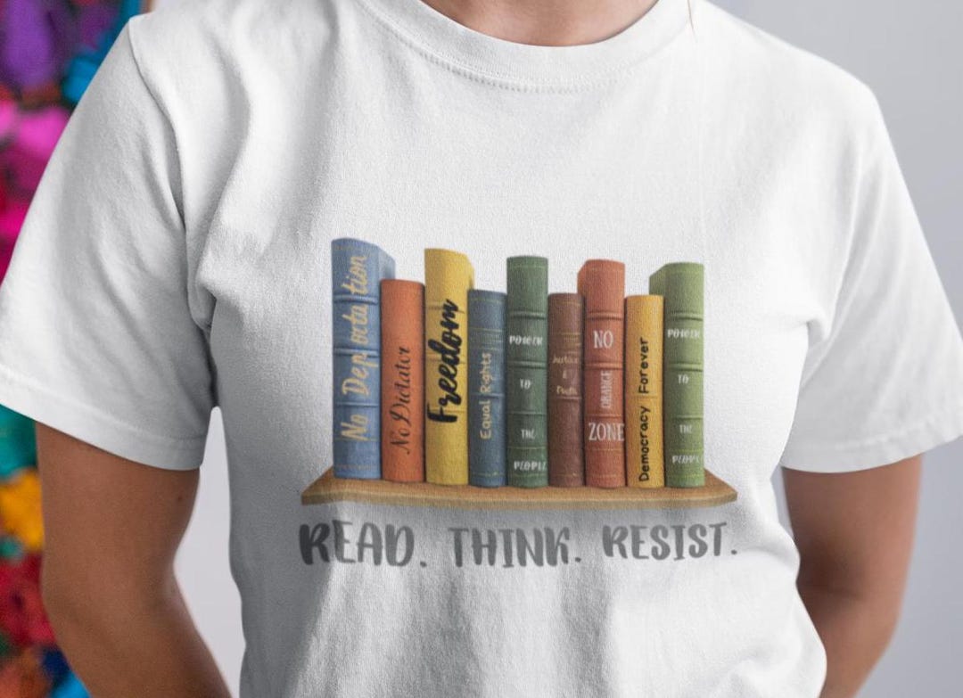 Read Think Resist Shirt Book Lover Tee Intellectual Quote Shirt Minimal ...