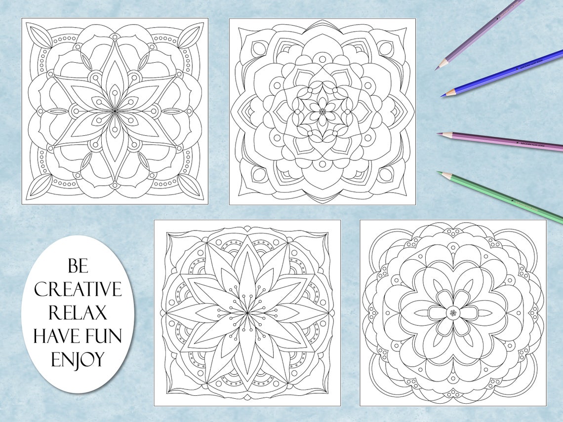 Floral Mandala Coloring Pages, Digital Coloring Pages, Printable ...