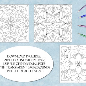 Floral Mandala Coloring Pages, Digital Coloring Pages, Printable ...
