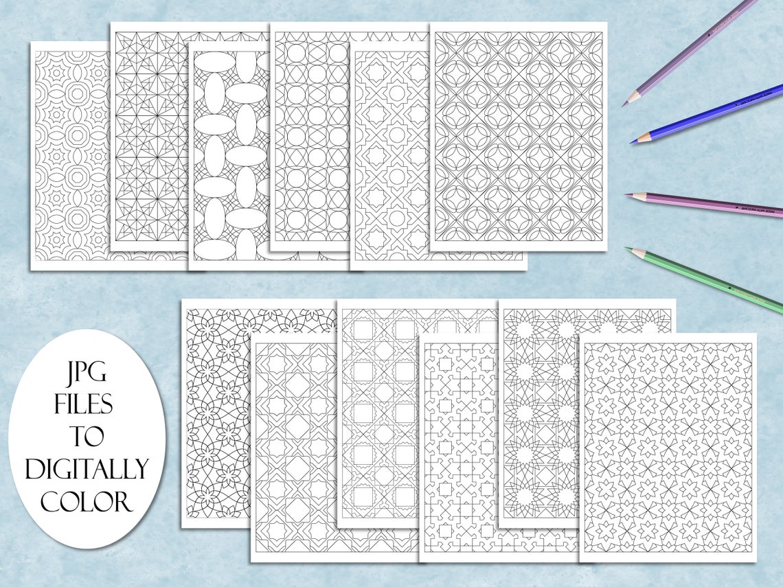 Geometric Coloring Pages, Digital Coloring Page, Printable Coloring ...