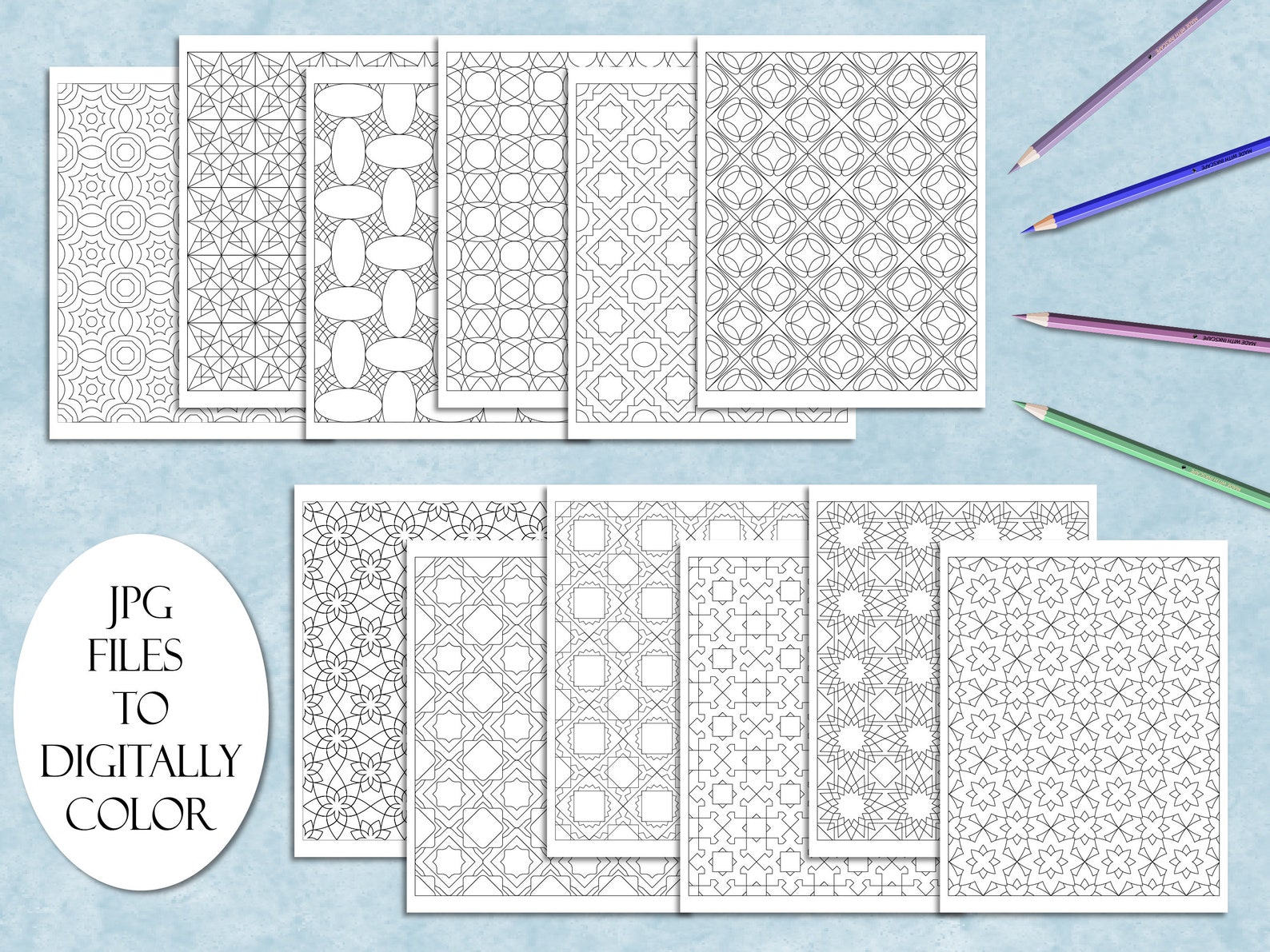 Geometric Coloring Pages, Digital Coloring Page, Printable Coloring ...