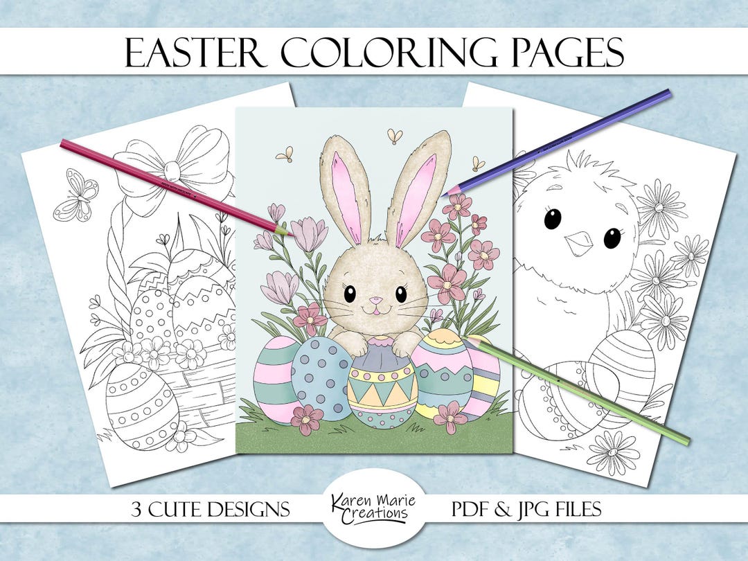 Easter Coloring Pages, Digital Coloring, Printable Coloring Sheets, Kid ...