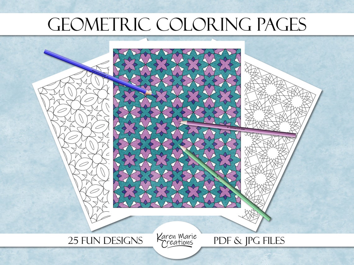 Geometric Coloring Pages, Digital Coloring Page, Printable Coloring ...