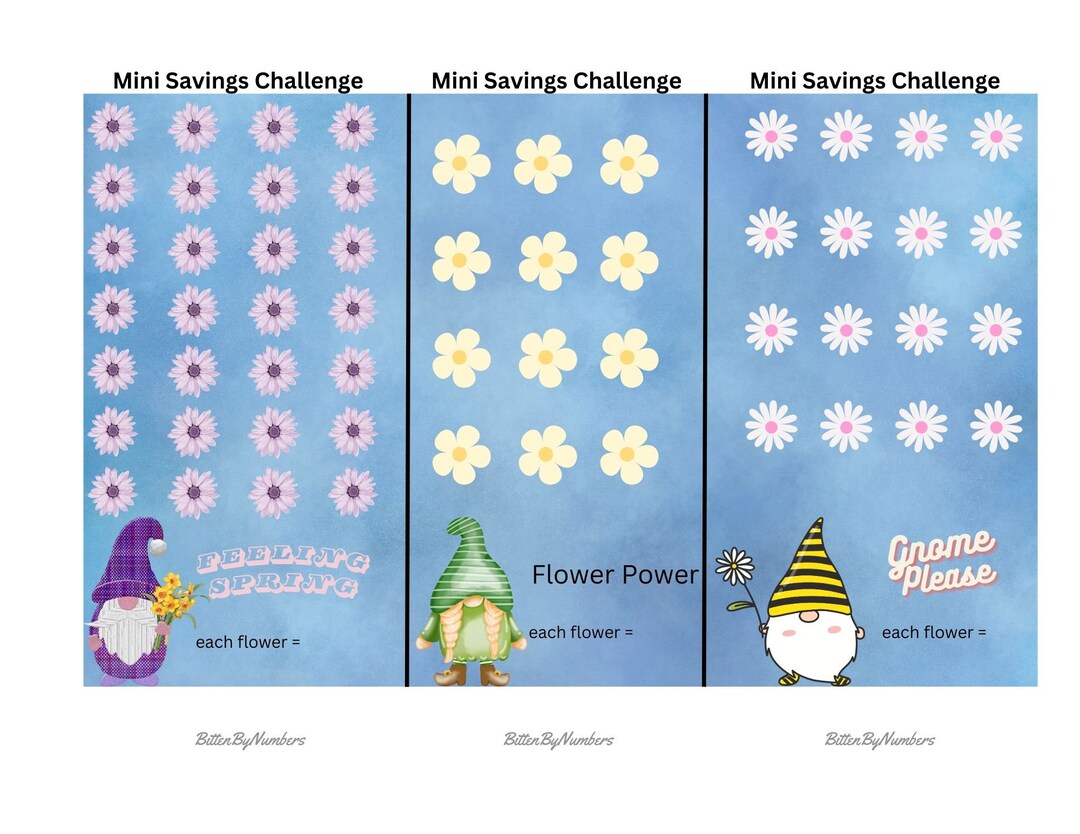 Flower Power Gnomes Roll and Save Mini Challenges - Etsy