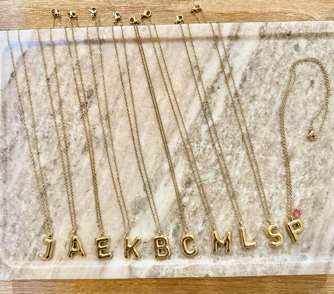 Balloon Initials Pendant, Bubble Necklace, Letter Necklace ...