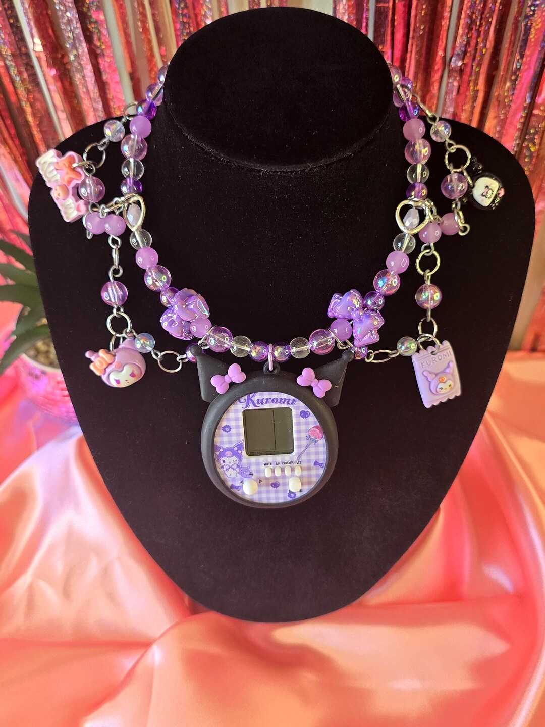 Virtual Pet Kawaii Purple&white 90's Necklace - Etsy