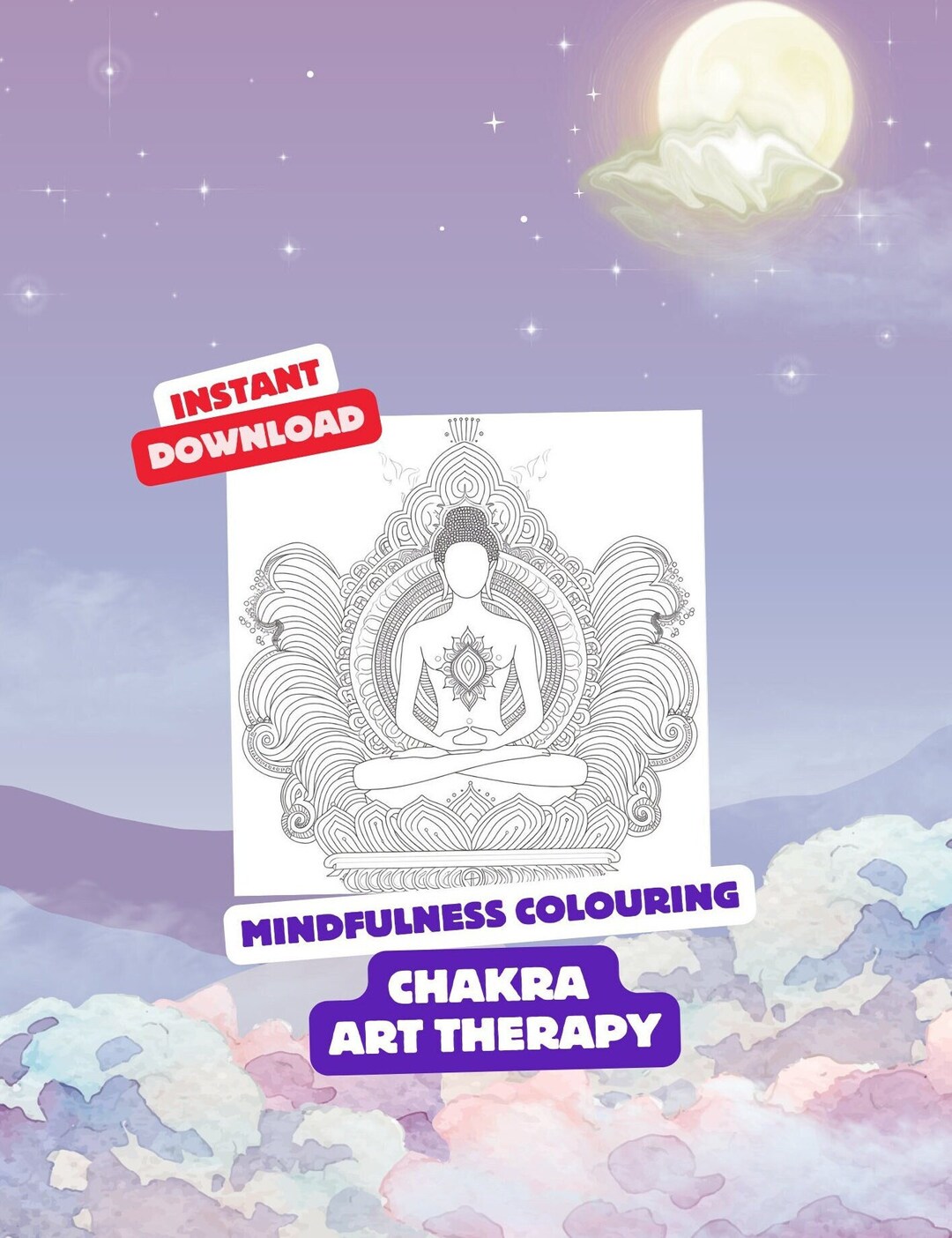 Digital Download Harmony Mindfulness Chakra Buddha Coloring Page for ...