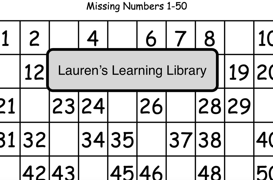 DIGITAL DOWNLOAD: Missing Numbers 1-50 Cardinality Elementary Education ...