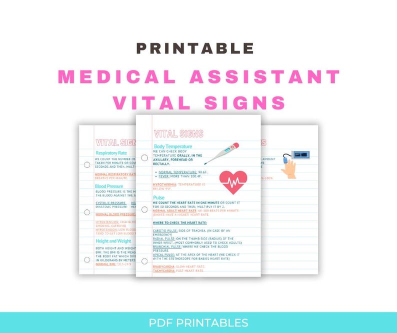 Vital Signs for Medical Assistants Study Guide PDF - Etsy