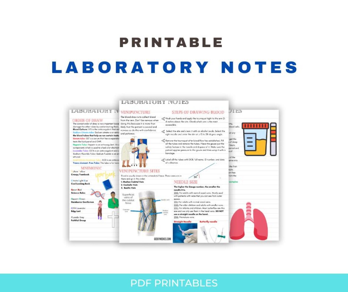Laboratory Notes for Phlebotomist and Medical Assistant (tips and Notes ...