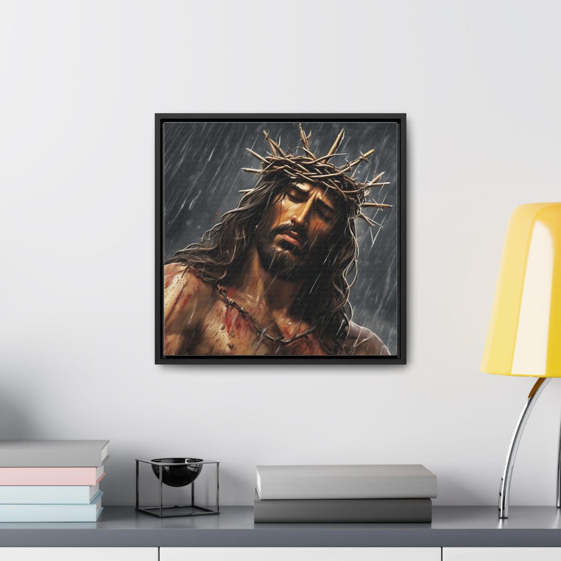 Jesus Christ Gallery Canvas Wraps, Square Frame GOD Savior Lord Bible ...