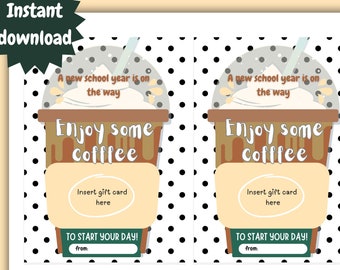 Back to School Coffee Printable Gift Card Holder Coffee Gift Card ...