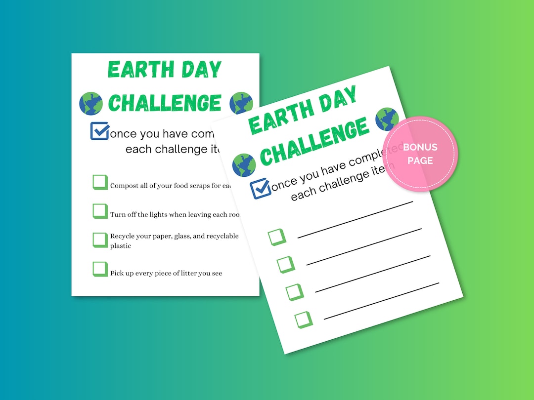 Earth Day Challenge, Earth Day Activity, Classroom Activity - Etsy