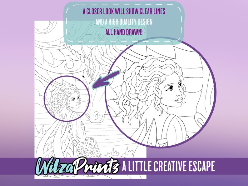 Fairy and Unicorn Coloring Pages for Adults and Kids Activity Sheets ...