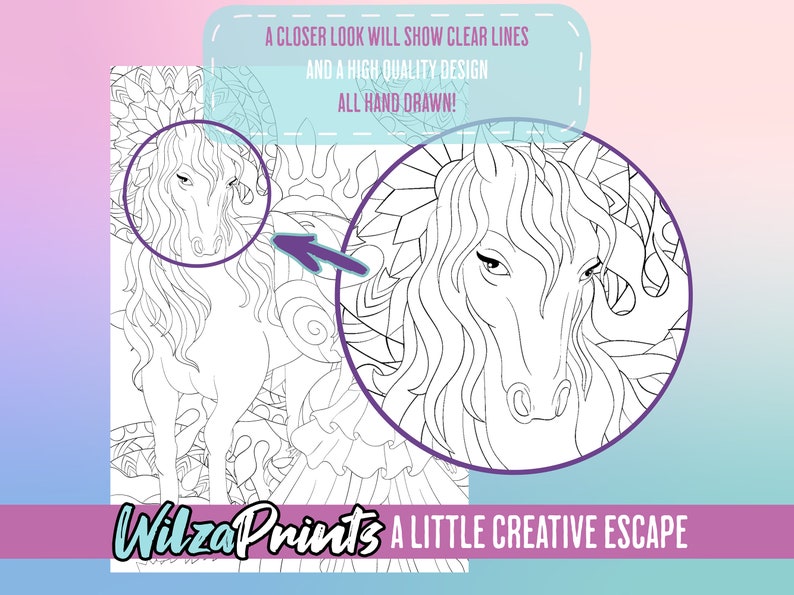 Unicorn and Fairy Coloring Pages for Adults and Kids Activity Sheets ...