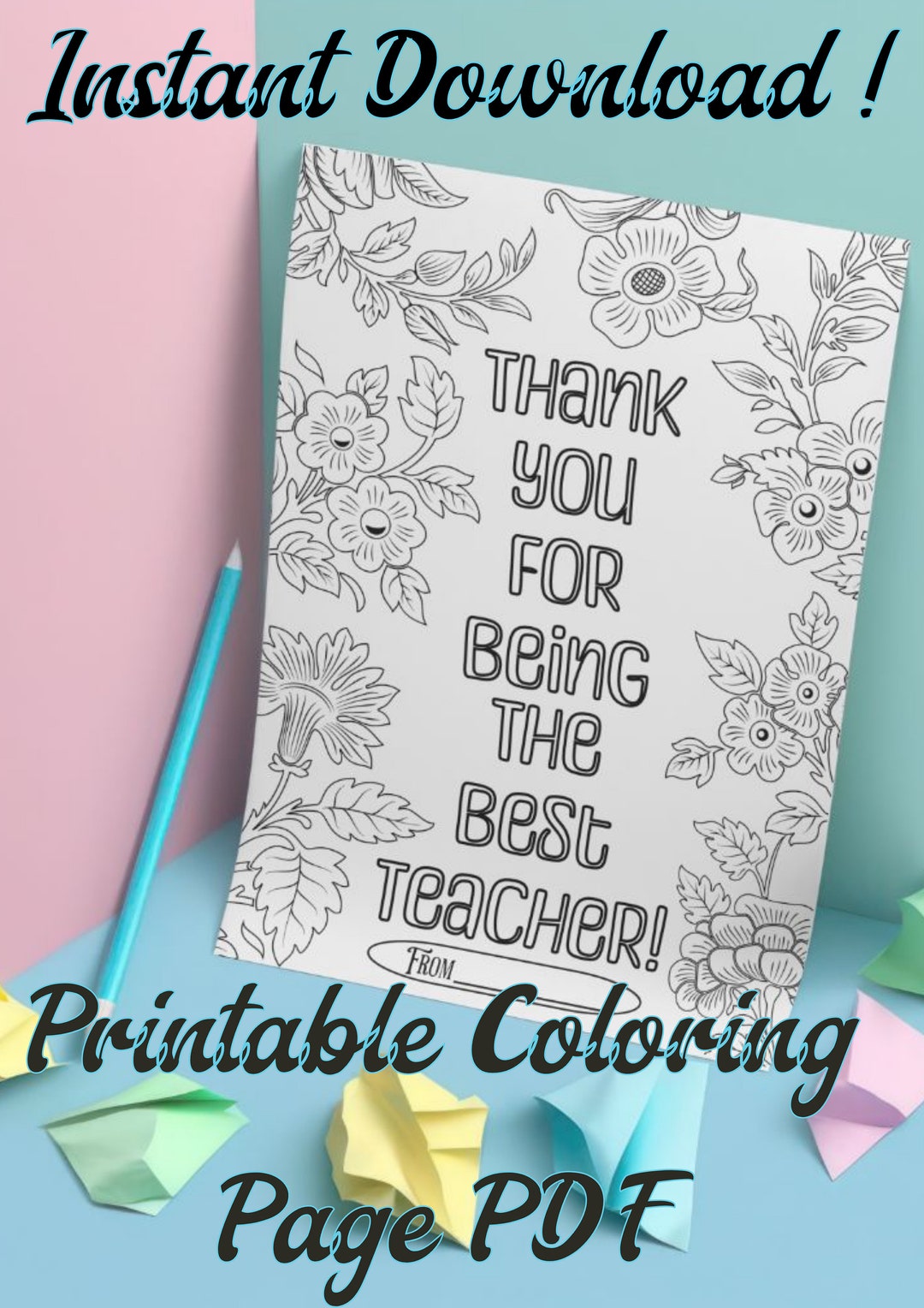 Teacher Appreciation Week Day Coloring Page Thank You Gift Kids ...