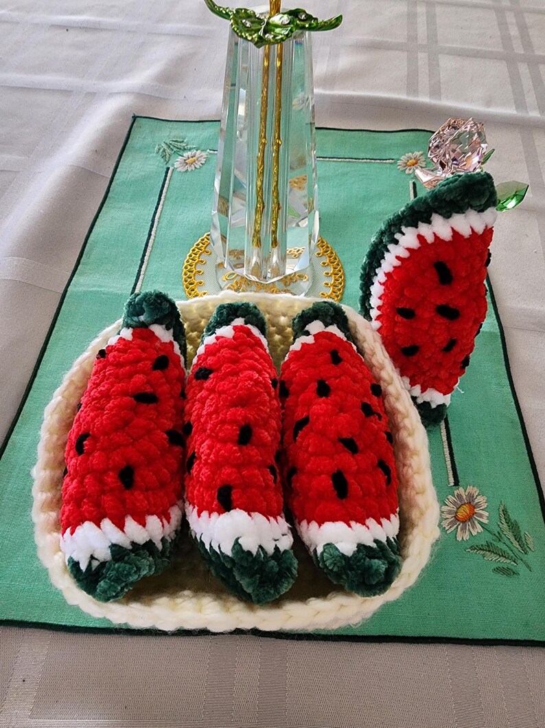 Crochet Watermelon Slices – Set of 4 Amigurumi Plushies for Summer ...