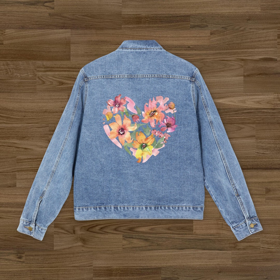 Floral Design Denim Jacket Elevate Your Style With Nature-inspired Chic ...