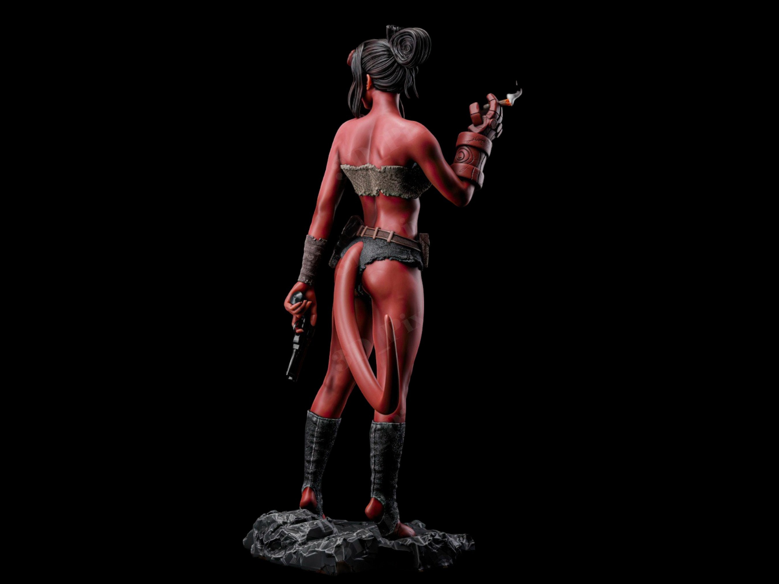 Female Hellboy Figure 3D Printed Resin Statue, Hellgirl Figure - Etsy