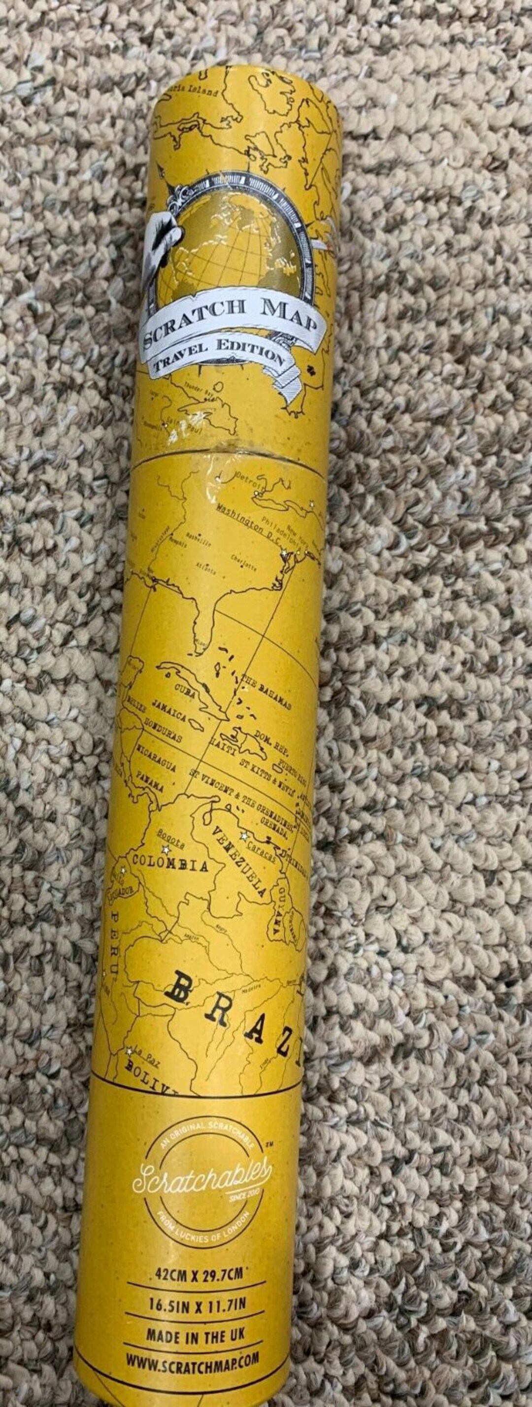 Scratchable Scratch Map Travel Edition Gold on White 16.5 X 11.7 Fun ...