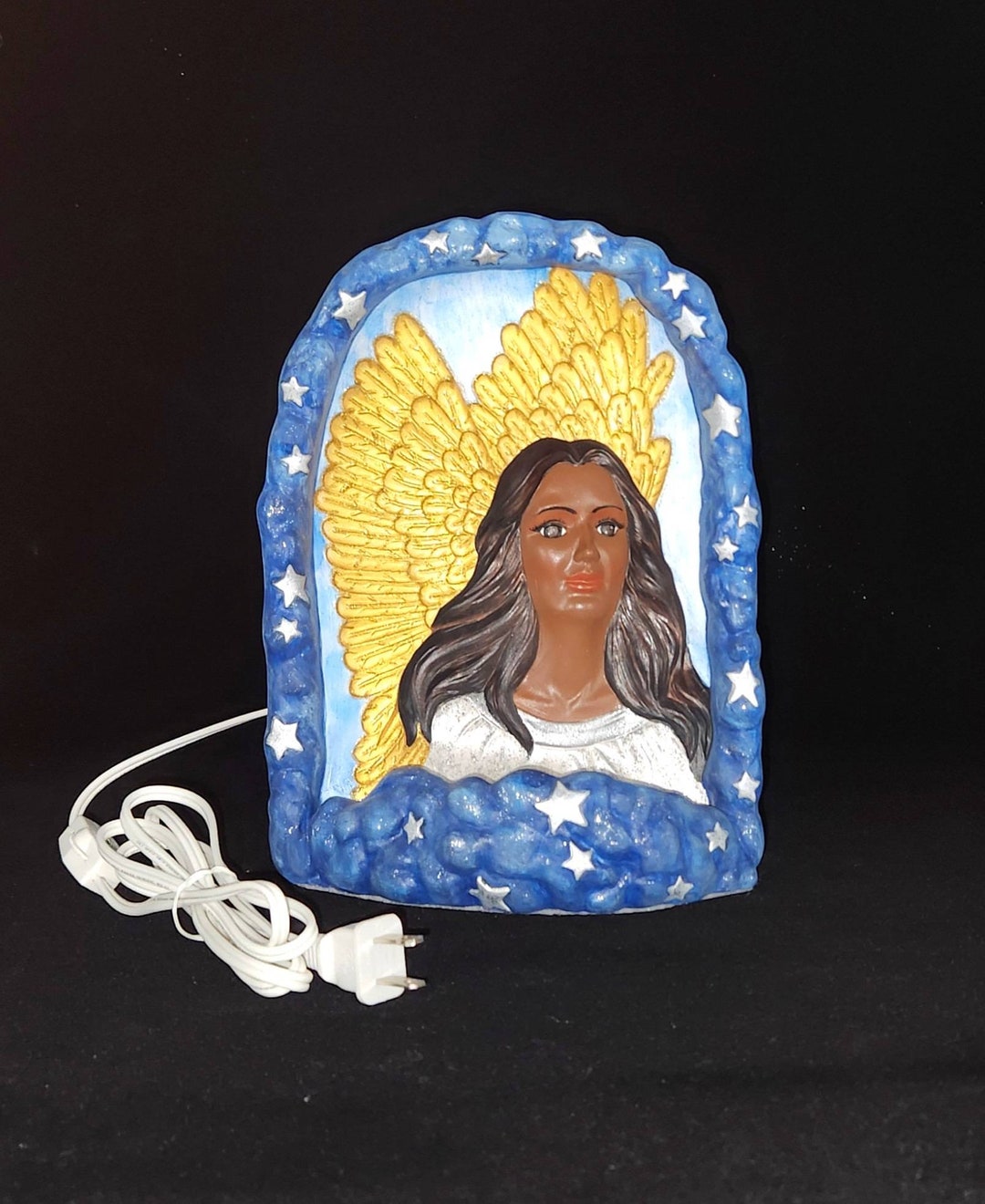 African American Angel Nightlight /lamp Handpainted Ceramic Angels Are Watching Over Us - Etsy