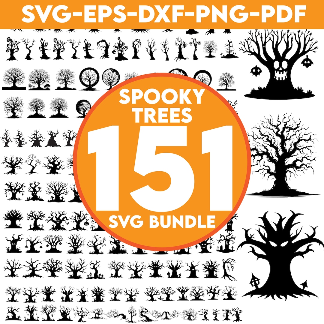 Spooky Tree Bundle SVG, Spooky Tree Silhouette, Halloween Tree Svg ...