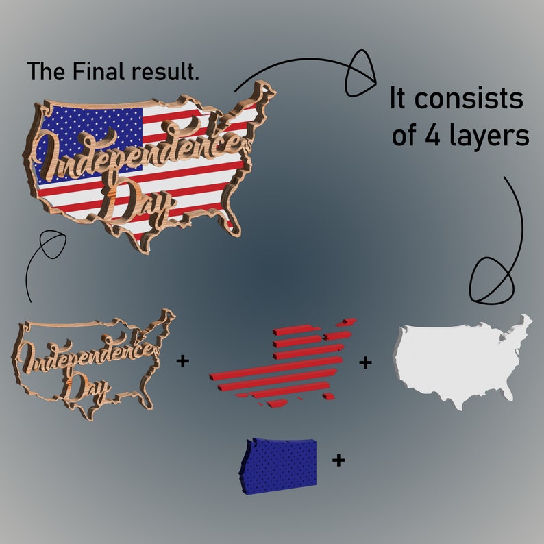 Independence Day Laser Cut File for Glowforge American Flag SVG 4th of ...