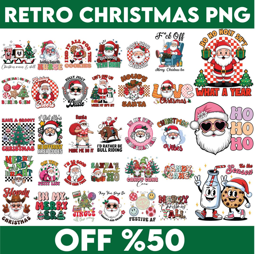 40 Retro Christmas Clipart Bundle,groovy Christmas Svg, Christmas Svg ...