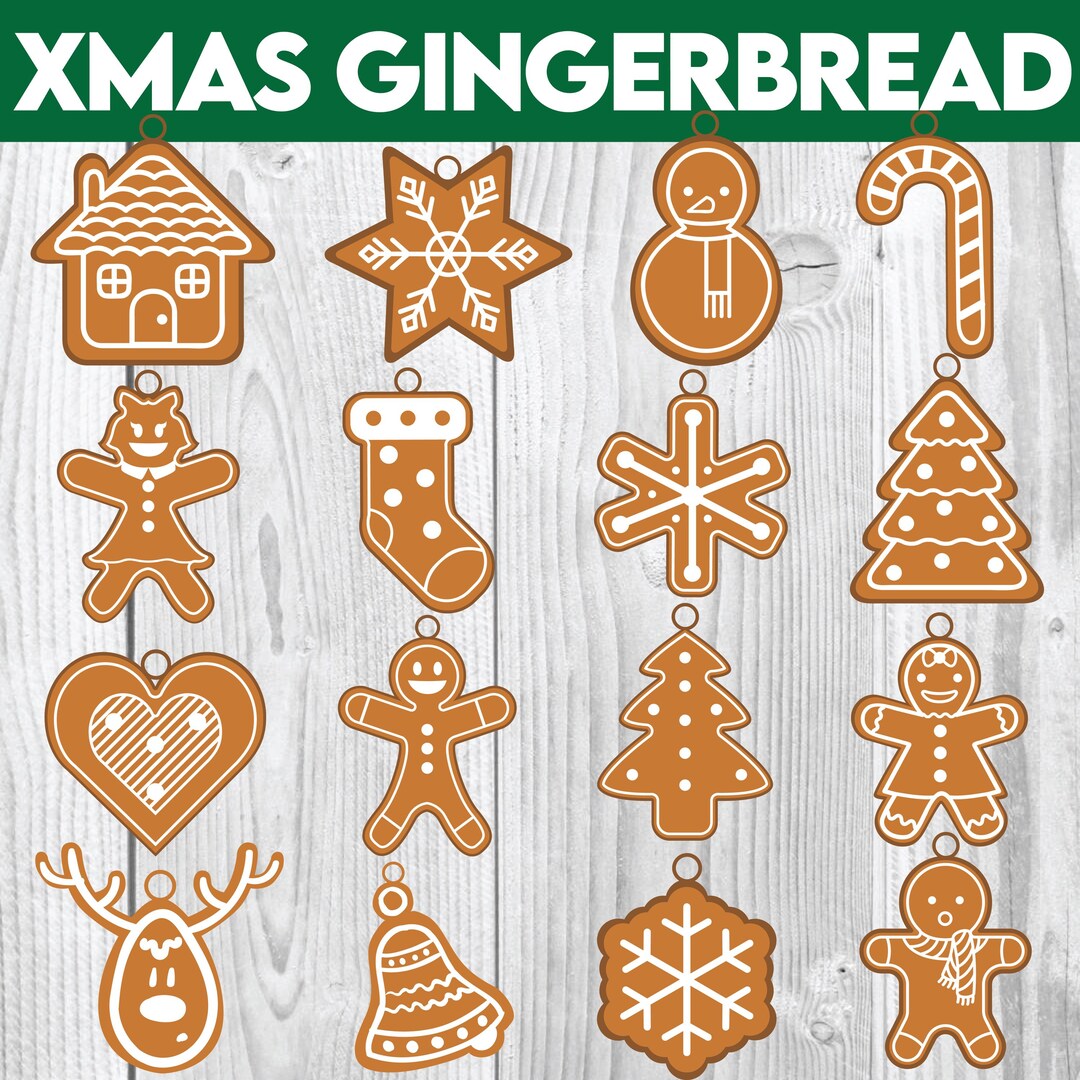 16 Gingerbread Ornaments SVG, Christmas Ornaments SVG, Christmas Laser ...
