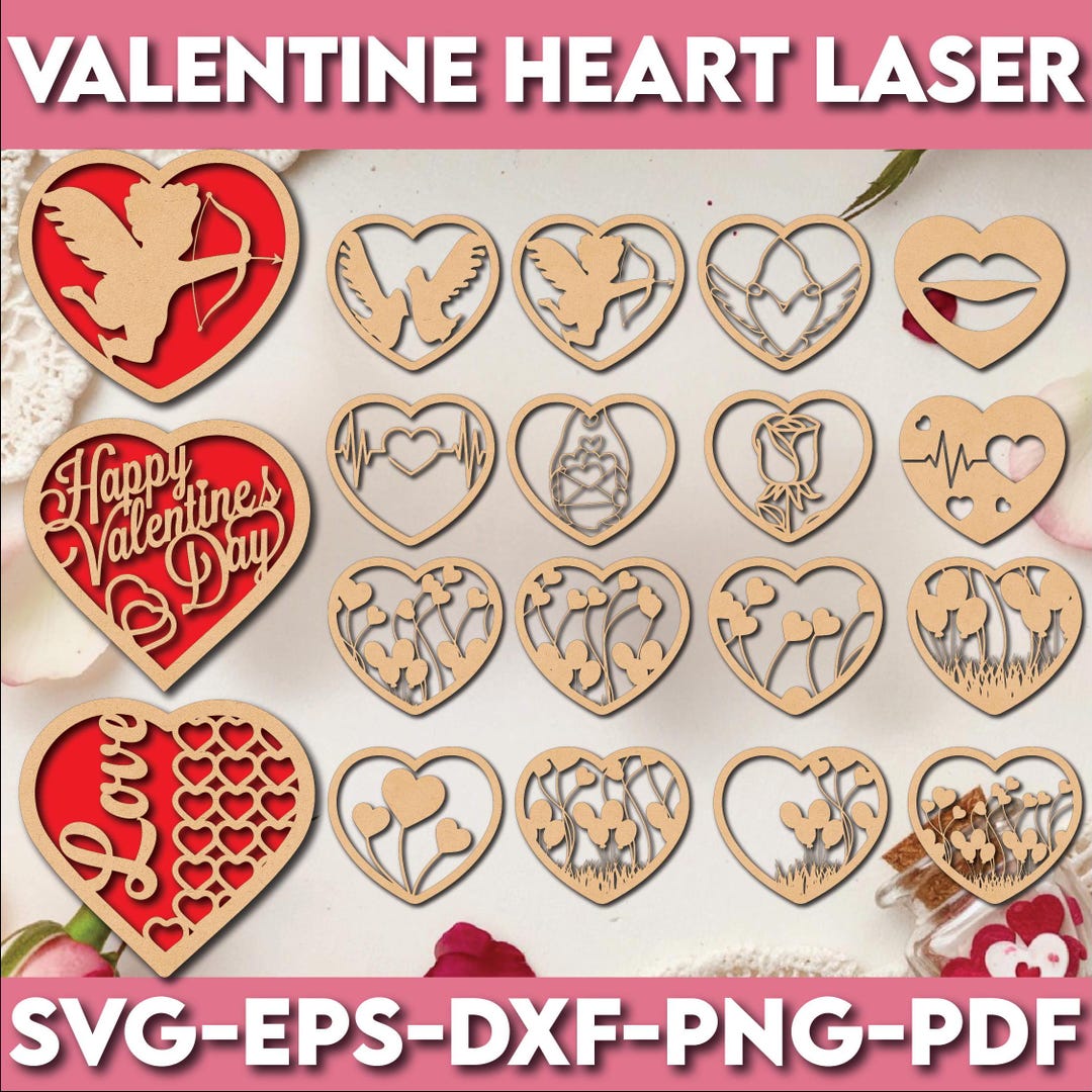 50 Hearts Valentine's Day Laser Cut,laser Cut File, Valentine Day Laser ...