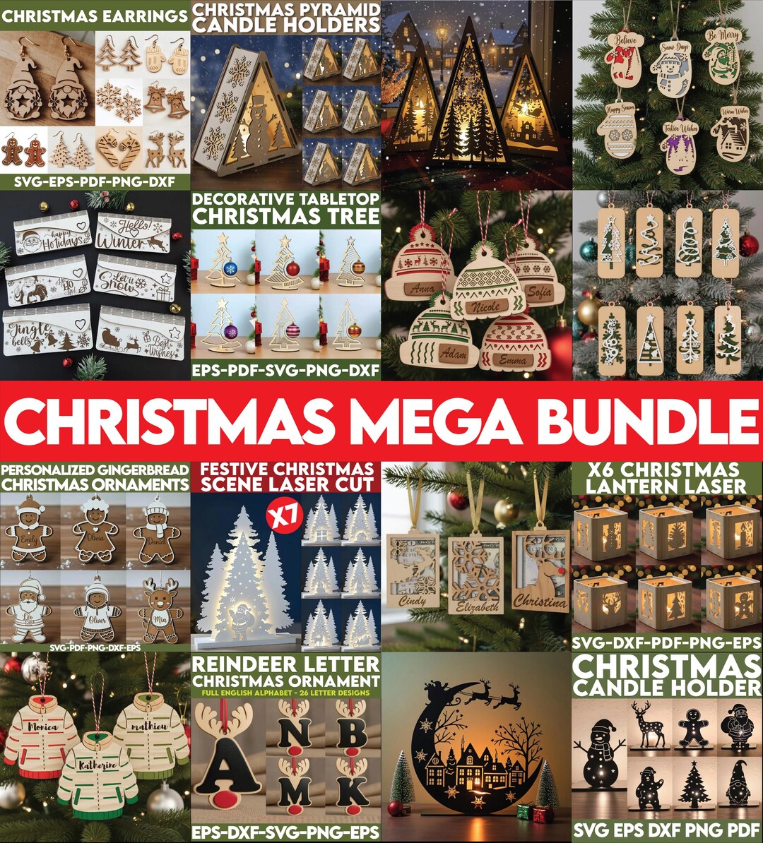 Christmas Laser Cut Mega Bundle, Xmas Laser Cut Designs, Christmas ...