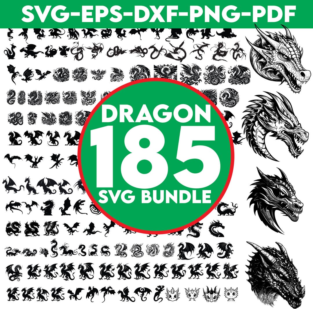 Dragon Svg Bundle, Dragon Svg, Dragon Cut File, Dragons Head, Dragon ...