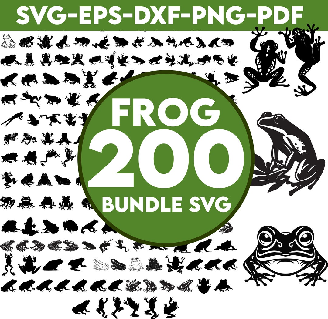 Frog SVG Bundle, Frog PNG, Frog Clipart, Frog Head Svg, Frog Silhouette ...