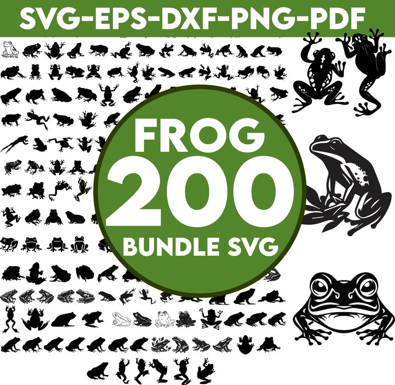 Frog SVG Bundle, Frog PNG, Frog Clipart, Frog Head Svg, Frog Silhouette ...