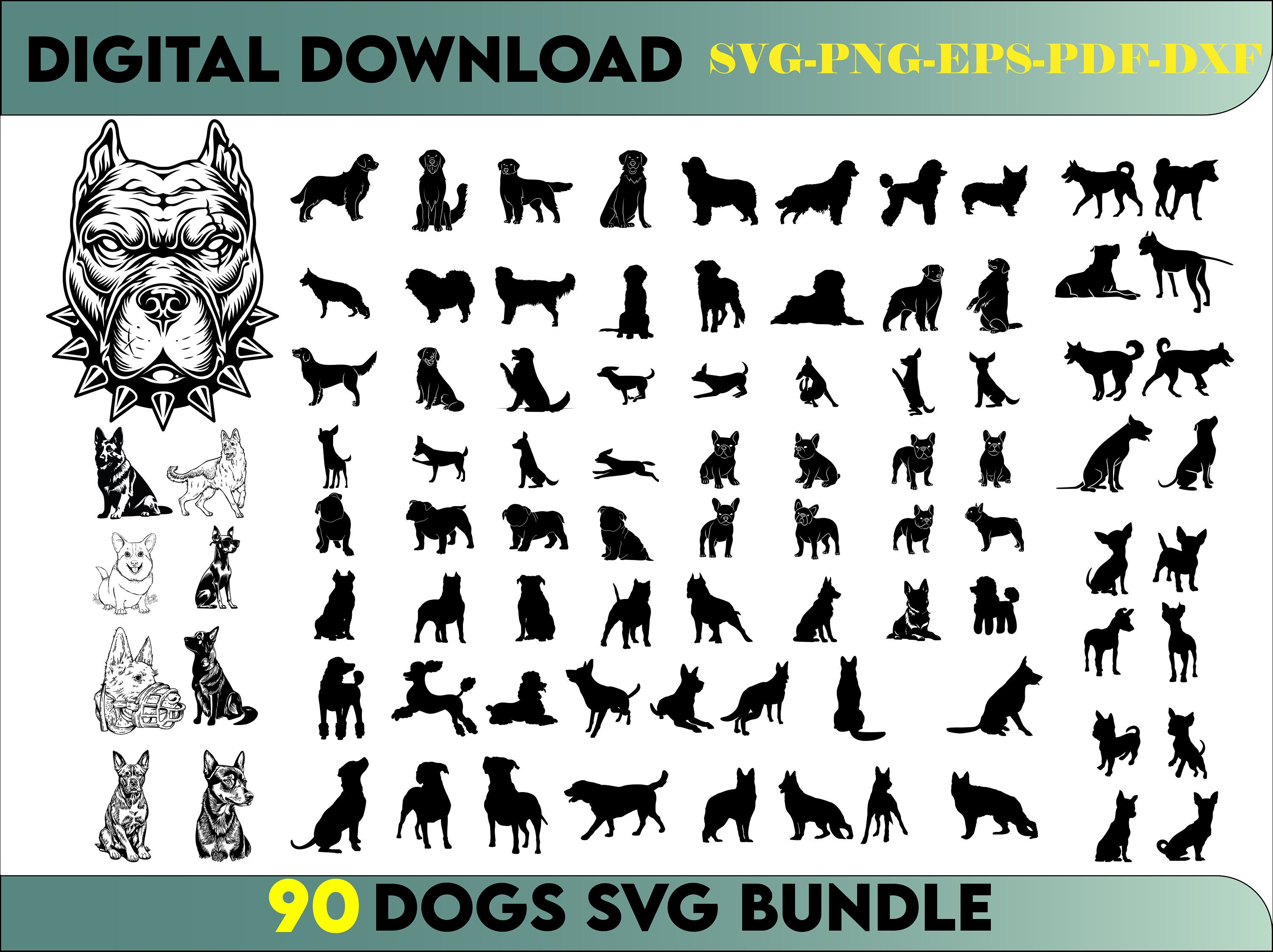 Dogs Svg Bundle , Dogs Silhouette ,dogs SVG , Dogs Head Svg,dogs Face ...