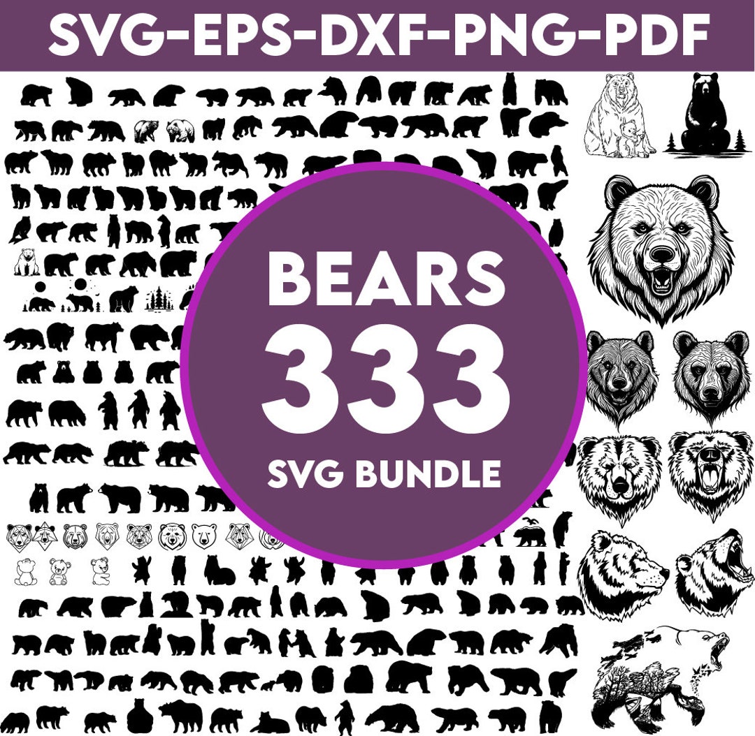 333 Bear SVG Bundle, Bear PNG Bundle, Bear Clipart, Bear Silhouette ...