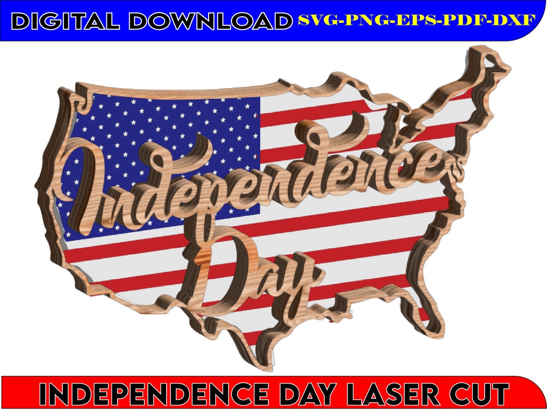 Independence Day Laser Cut File for Glowforge | American Flag SVG | 4th ...