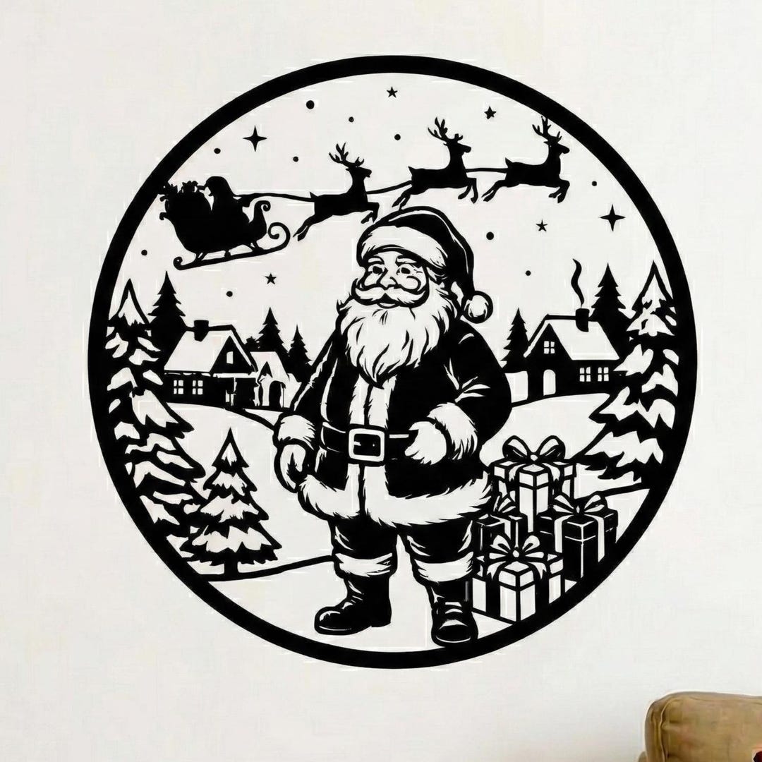 Santa Claus Christmas Silhouette SVG | Laser Cut File DXF PNG Pdf ...