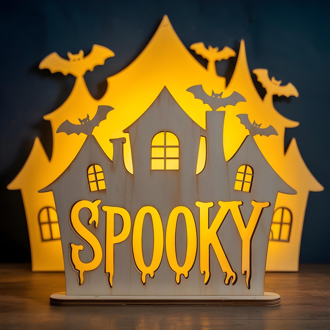Spooky Laser Cut File, Halloween Sign, Halloween Laser SVG, Holiday ...