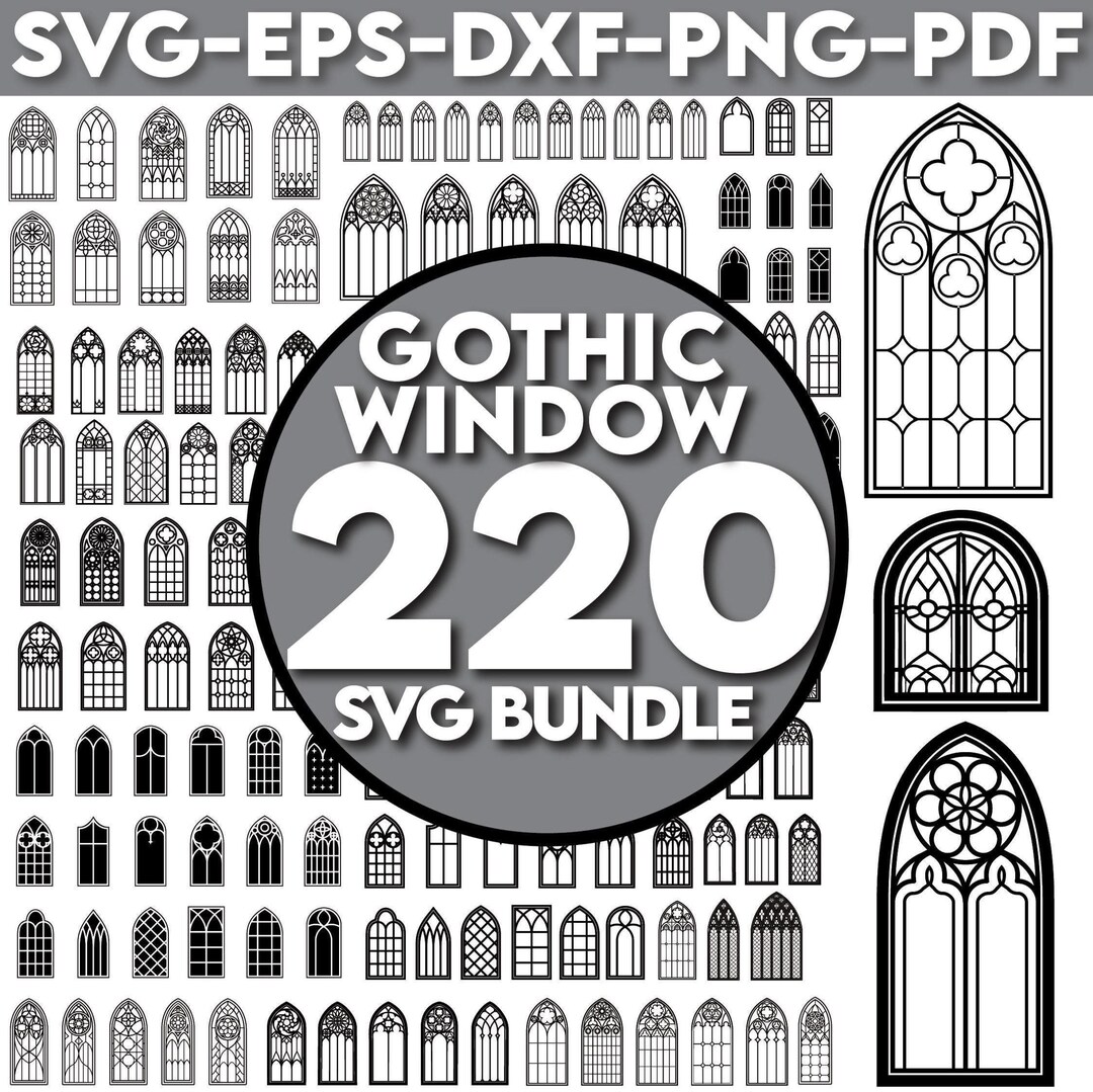 Gothic Windows Bundle Svg, Gothic Windows Clipart, Window Cut Files for ...