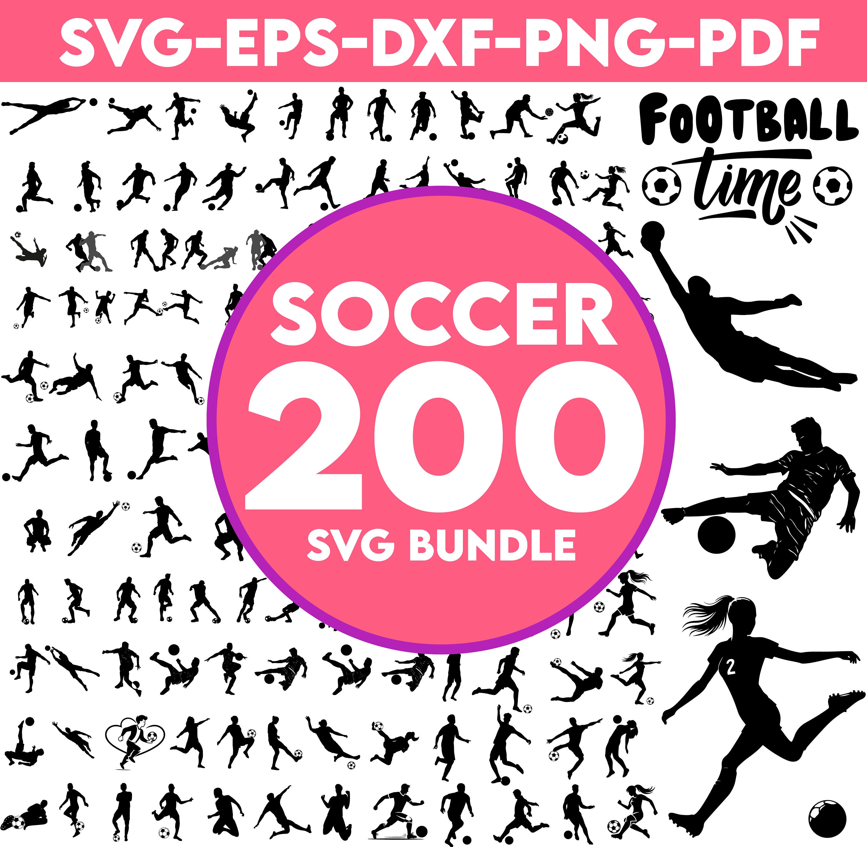 200 Fußball-Svg-Bundle, Fußball-Svg, geschnittene Dateien für Cricut ...