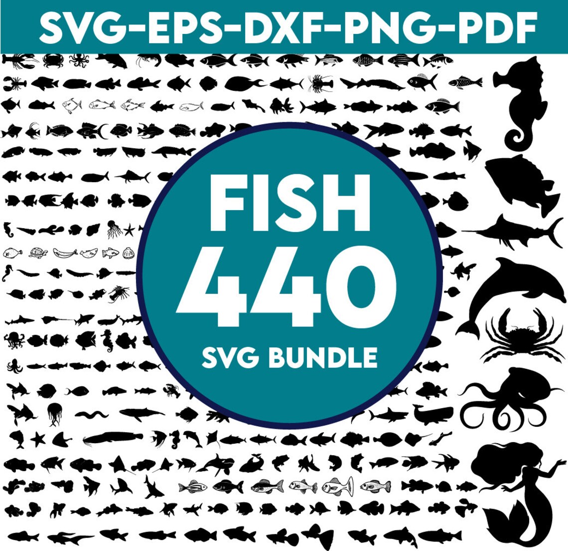 440 Fish SVG Bundle, Fish PNG Bundle, Fish Clipart, Fish SVG Cut Files ...